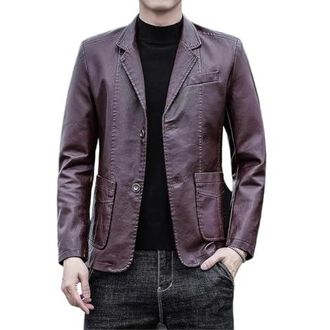 Generic Blazer en cuir pour homme, style décontracté, style professionnel, version printemps automne, veste de costume légère et ajustée, 68, 3XL