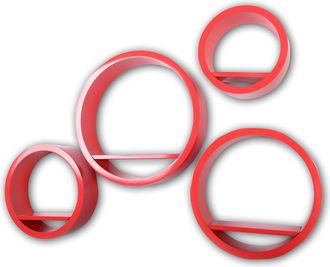 Cube Schwebendes B&uuml;cherregal W&uuml;rfel Regal Retro 4 Regale Rund LA01 (Rot)