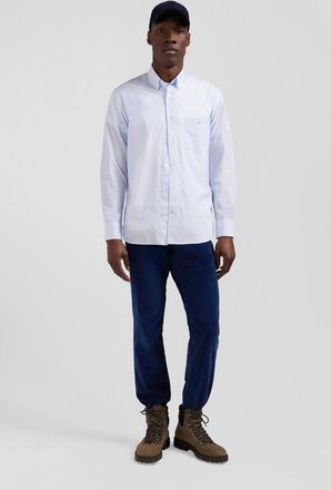 Eden Park Chemise En Coton Jacquard Ray&eacute; Ciel Coupe Regular