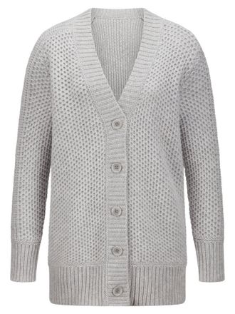 Fadenmeister Berlin Long-Strickjacke aus Schurwolle und Kaschmir Fadenmeister Berlin grau