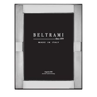 BELTRAMI Belcom 1 SCHMALER EMPIRE-FOTORAHMEN CM18X24, Holz Miro Silbermetall Glas Karton, silberfarben