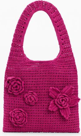 Desigual Sac en maille crochet&eacute;e &agrave; fleurs - Rose