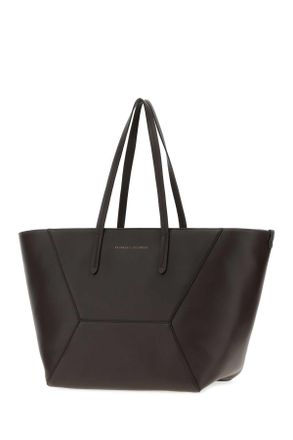 Brunello Cucinelli Geometric Paneled Calf Leather Tote Bag - Brown