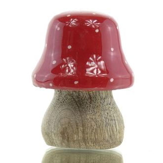 Gasper Weihnachtsdeko Mini-Fliegenpilz Rot & Weiß 5 cm - Holz