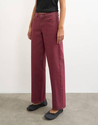 Topshop jean relaxed taille basse cintr&eacute; rouge cerise