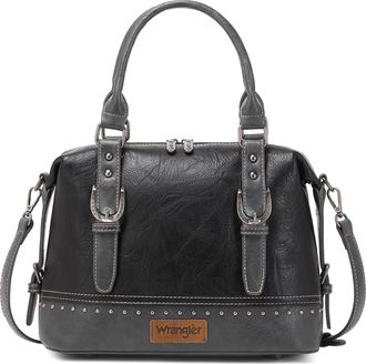 Montana West Wrangler Doctor Bag for Women Satchel Handtaschen, Cannon Black, Medium