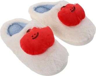 Beaupretty Pantoufles Pelucheuses Pomme Hiver pour Couples Mules et Chaudes Antid&eacute;rapantes Confort Moelleux Int&eacute;rieur Unisexes