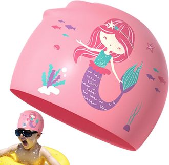 Generico Badekappe f&uuml;r Kinder, bequem und niedlich, mit Geh&ouml;rschutz, aus Silikon, f&uuml;r Kinder, M&auml;dchen, Jugendliche, Strand, Pool, See, Haus und Garten