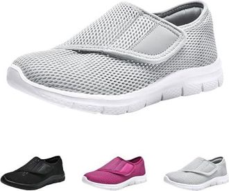 Generic Chaussures orthop&eacute;diques extra larges pour femme - En maille respirante - Semelle souple - Antid&eacute;rapantes - Fermeture facile - R&eacute;glables - Pour pieds 