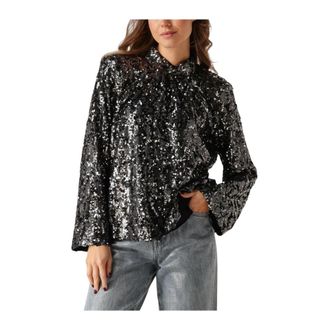 Gestuz Schwarze Paillettenbluse f&uuml;r Frauen - - Blouses & Shirts - Damen - Schwarzk - XS