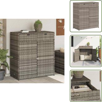 vidaXL The Living Store - Gartenschrank Grau 105x55x113 cm Poly Rattan - Outdoor-Schrank - Gartenschrank - Stauraum - Gartenorganisation - Wetterfest