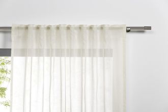 Metablo Schlaufenvorhang transparent einfarbig 1er-Set Vorhang Gardine Schlaufenschal aus 100% Polyester inklusive Stangendurchzug und Kräuselband Ecru 135x24
