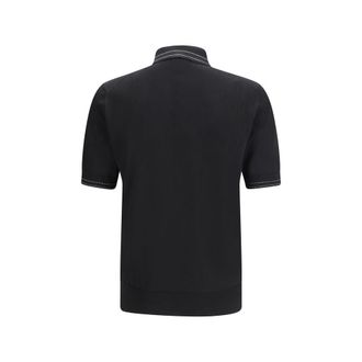 Dolce & Gabbana Mens Black Silk Polo Shirt