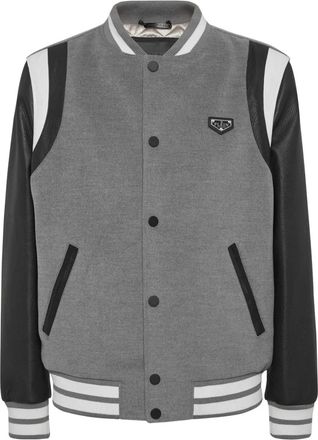 Philipp Plein Bomberjacke mit Kontrasteinsätzen - Grau