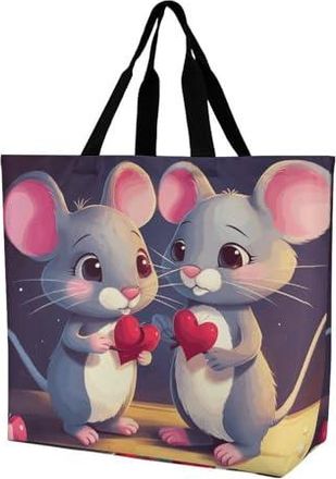 Generic Souris Amoureuse Sac A Main Femme R&eacute;utilisable Sacs Imperm&eacute;able Sac Cabas Pour Gym Travail Voyage