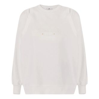 Elisabetta Franchi Femme, Sweatshirts et sweats &agrave; capuche, Beige, Taille: 42 FR SweaT-shirt en jersey avec d&eacute;coupes