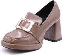 Queen Helena Mocassins à Talon Haut pour Femme ZM9549 Kaki, 38 EU