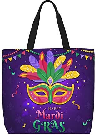Generic Sac De Courses Joyeux Mardi Gras! Dr&ocirc;le Sac Fourre Tout Femme Lavables Pliable Sacs En Toile, Pour &Eacute;cole, Femmes, Voyage, Shopping
