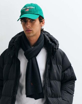 Polo Ralph Lauren &eacute;charpe &agrave; logo icon en charbon-Gris
