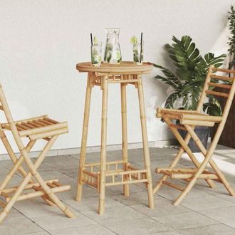 vidaXL Garten-Bartisch Rund &Oslash;55x100 cm Bambus - Vidaxl