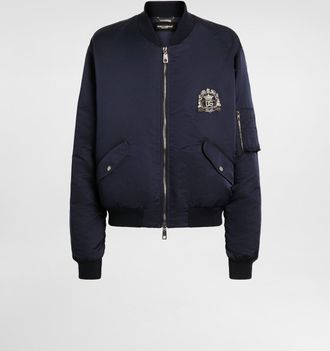 Dolce & Gabbana Duchesse Padded Bomber Jacket - Mann M&auml;ntel Und Jacken Blau 54