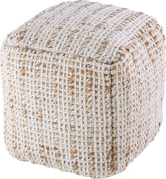Casamia Pouf Hocker Jute Sitzpouf Bodenkissen Boho Natur Fußhocker rund Würfel Größe Bodenkissen 5 - Würfel