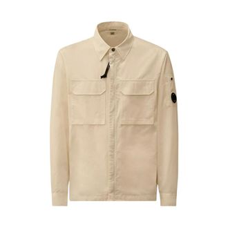 C.P. Company Gabardine Zipped Lens Overshirt - - Jackets - Herren - Wei&szlig; - M