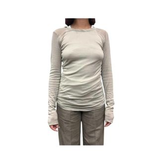 Rick Owens Rippstrick LST Langarm-T-Shirt - - Tops - Damen - Beige - XS