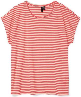 Vero Moda Rundhalsshirt VMAVA PLAIN SS TOP STRIPE GA JRS NOOS Materialmix, regular fit