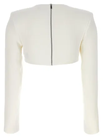 DAVID KOMA Crystal Chain Detail Top - Cream