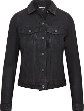 Infinity Leather Veste en Jean Camionneur en Cuir Noir Classique Western Pour Femme