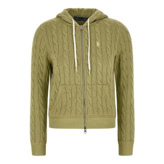Polo Ralph Lauren Femme, Pulls, Vert, Taille: 40 FR Sweat &agrave; capuche zipp&eacute; en maille torsad&eacute;e