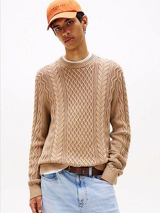 Tommy Hilfiger Pull ajusté Tommy Badge en maille torsadée