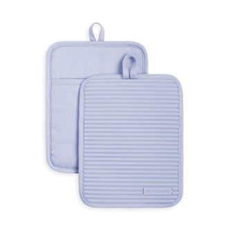 KitchenAid Topflappen-Set aus weichem Silikon, geriffelt, Lavendel-Creme, 17,8 x 22,9 cm