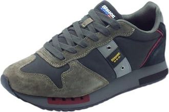 Blauer USA F5QUEENS01 Military Green Sneakers de sport pour homme en cuir et tissu, Military Green, 43 EU