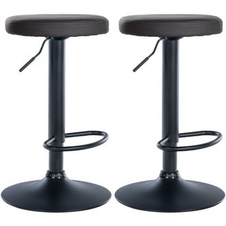 Clp Lot de 2 tabourets de bar Ponte en similicuir Noir M&eacute;tal noir mat