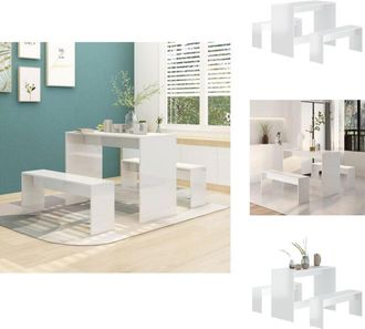 vidaXL Ensemble à manger 3 pcs Blanc brillant Bois dingénierie - Ensemble De Salle À Manger - Table Et Chaises - Mobilier Contemporain - Cuisine Blanche