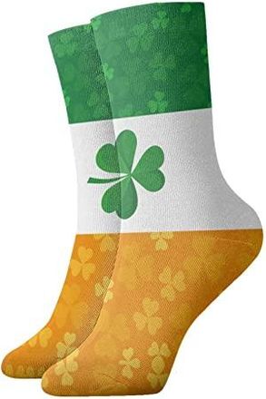 AOOEDM Drapeau irlandais avec motif Shamrock Casual Crew Sock Running Randonn&eacute;e Compression Chaussettes Personnalit&eacute; Chaussette Travail Chaussette