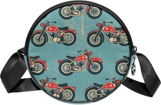 Generic Sac &agrave; bandouli&egrave;re Circle pour femme, sac &agrave; bandouli&egrave;re vintage rouge pour moto, petit sac &agrave; dos &agrave; bandouli&egrave;re avec fermeture &eacute;clair, bretelles r&eacute;glabl