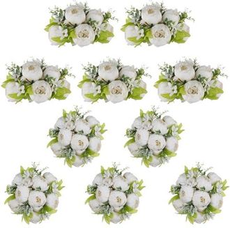 Nuptio Fleurs Blanches Pivoines pour Centres: 10 Pi&egrave;ces 24cm de Diam&egrave;tre Boules de Fleurs Artificielles pour Centres de Table Bouquet de Faux Mariage D&eacute;corat