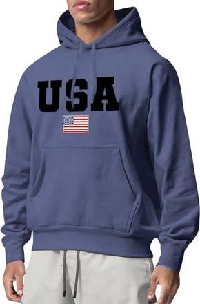 Generic Sweat &agrave; capuche USA pour homme avec lettres 3D coll&eacute;es double ligne sweat &agrave; capuche avec cordon de serrage pull &agrave; capuche haut confortable et tendance