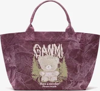 Ganni Sac fourre-tout moyen avec ours en peluche et for&ecirc;t Rouge - Pour Femme