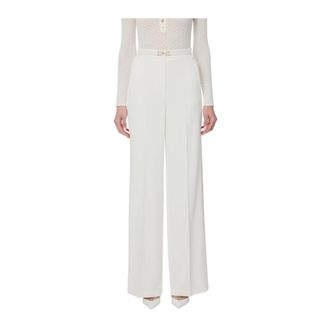 Elisabetta Franchi Elegante Cropped Hose mit Satinb&auml;ndern - - Trousers - Damen - Wei&szlig; - XS
