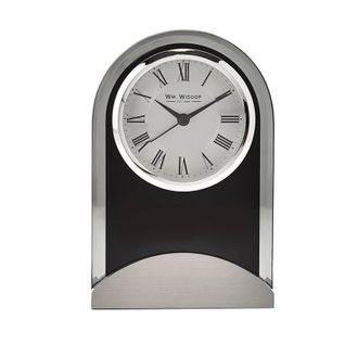 Widdop and Co W2912 Kaminsimsuhr aus Glas und Holz, Modern, Schwarz, 17.5 x 11.5 x 4 cm, Quarz, Tischplatte, Indoor, Silent Clock