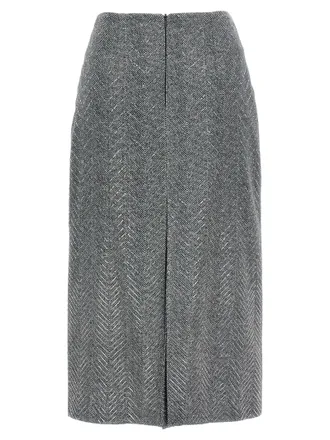 Ermanno Scervino Womens Gray Silk Midi Skirt