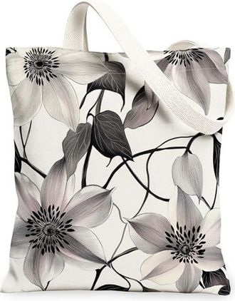 Generic Sac fourre-tout en toile pour le shopping, 33 x 38 cm, simple et mignon, motif floral, r&eacute;utilisable, pour femme, plage, botanique, esth&eacute;tique, d&eacute;corat