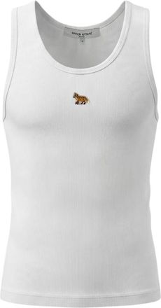 Maison Kitsun&eacute; Femme, Tops, Blanc, Taille: 42 FR Baby Fox Tank Top