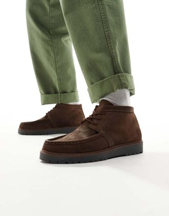 Fred Perry Kenney - Bottines mi-hautes en daim ciré - Marron-Brown