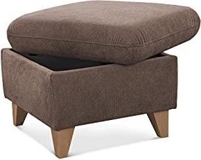 Cavadore Hocker Lotta / Skandinavischer Stauraumhocker als Beistellhocker oder Fußhocker / 58 x 47 x 58 / Webstoff Paris Taupe Quadratisch
