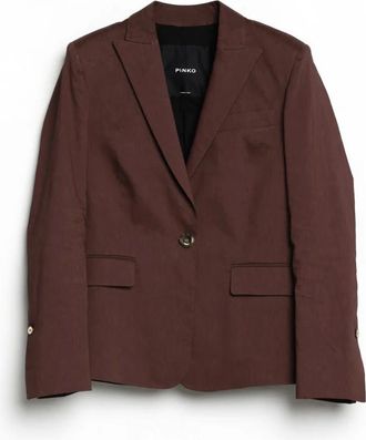 Pinko Pinko, Femme, Vestes, Brun, Taille: 40 FR Veste Stretch en Lin et Viscose